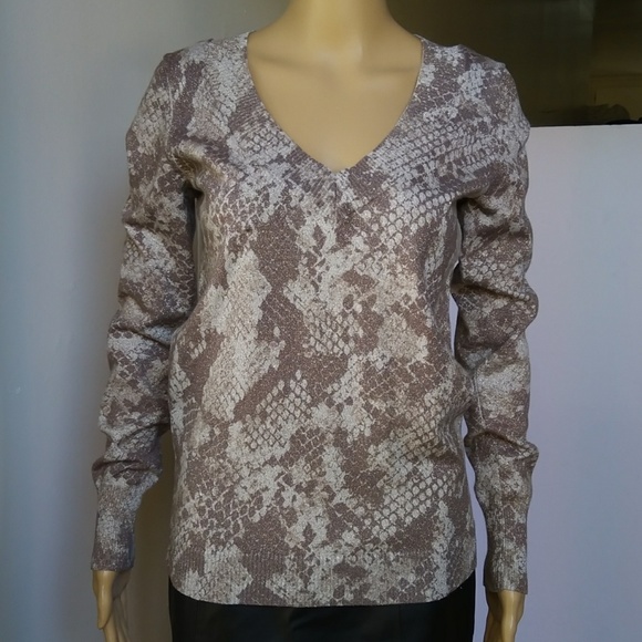 Express | Sweaters | Express Snake Print Gold Glitter Sweater Size M ...